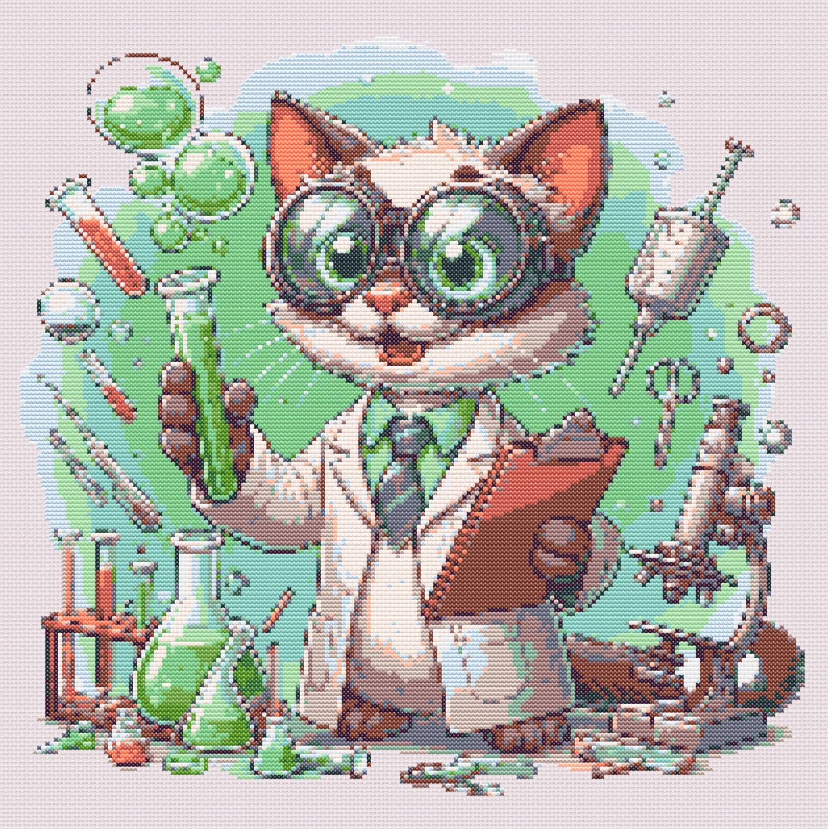 Science Cat Cross Stitch Pattern - Etsy
