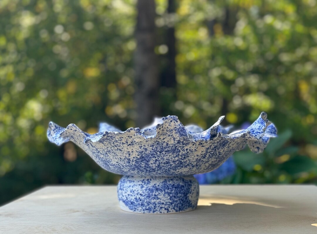 Blue Splatterware Porcelain Fruit Bowl #1 - Etsy