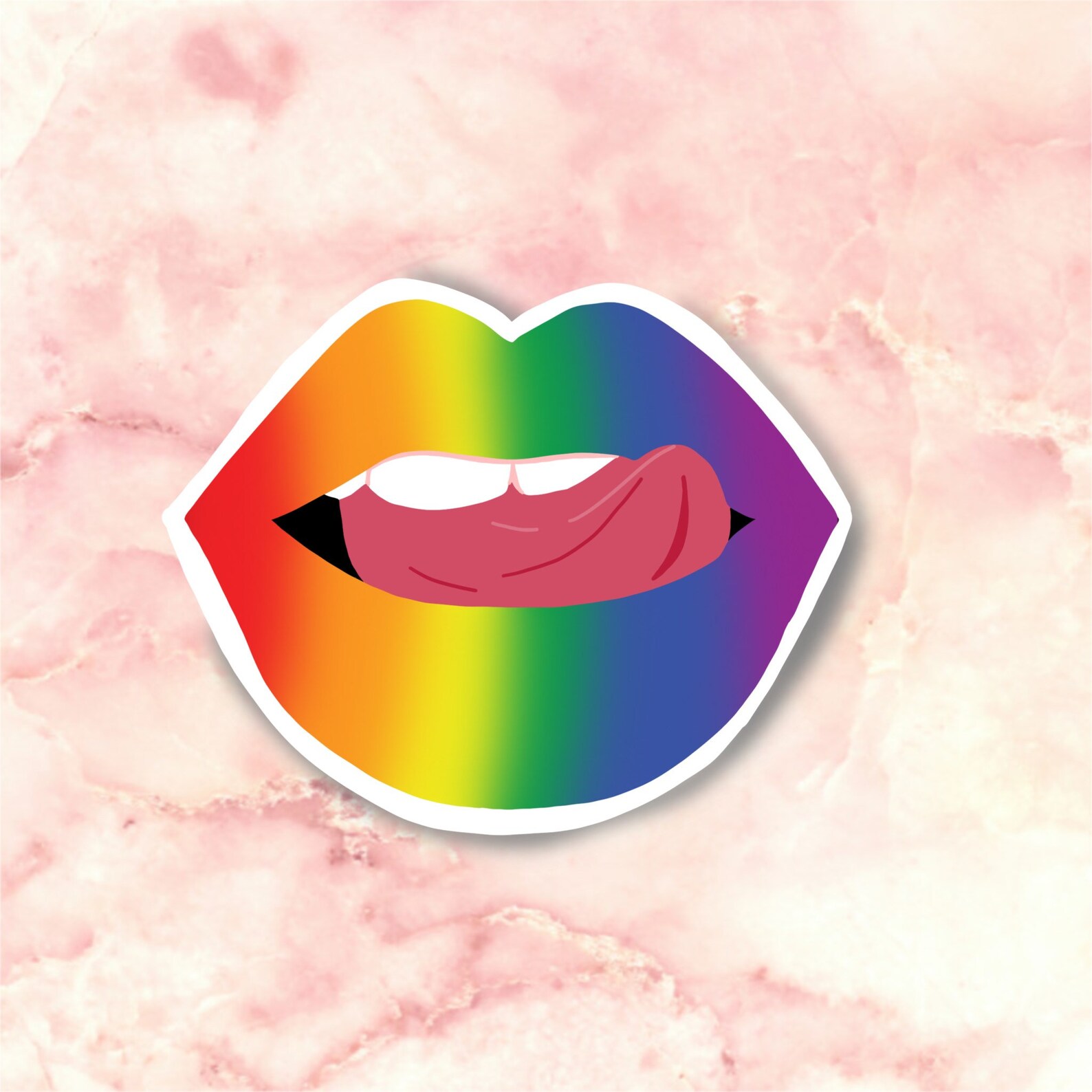 Rainbow Lips W Tongue Lgbtq Pride Laminated Waterproof Etsy