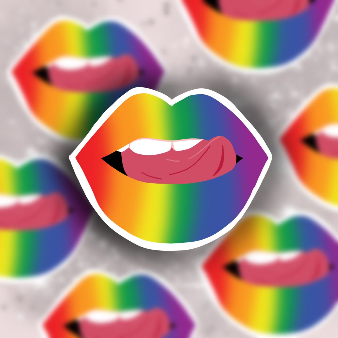 Rainbow Lips W Tongue Lgbtq Pride Laminated Waterproof Etsy