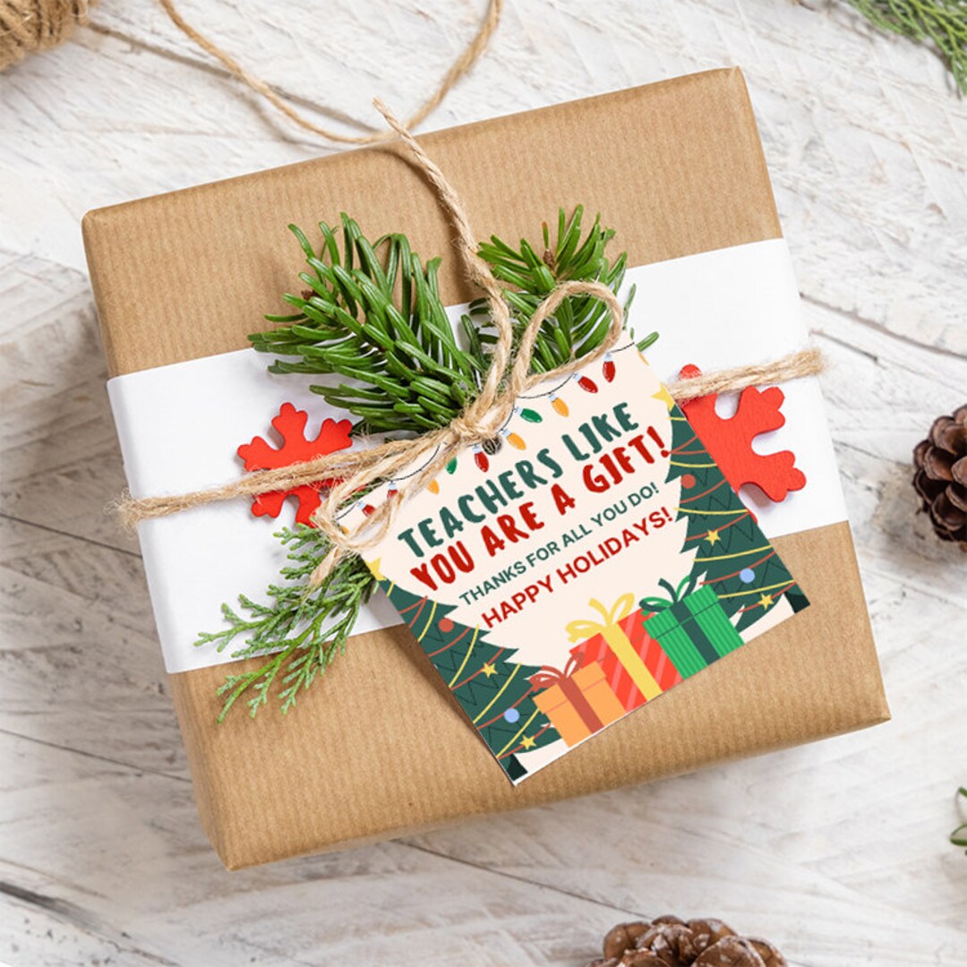 Teacher Christmas Gift Tag Printable Teacher Christmas Card Teacher ...