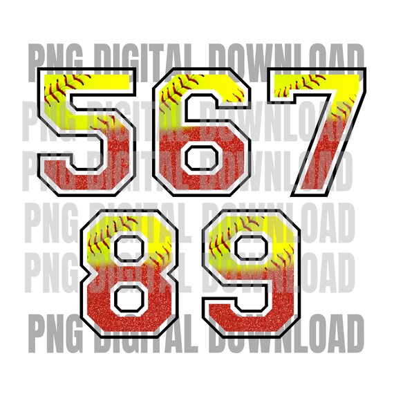 Softball Numbers 5-9 Softball Sublimation Design Sublimation | Etsy