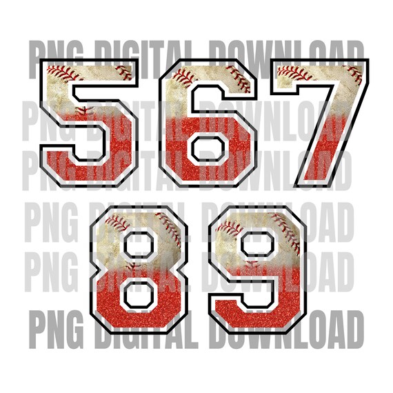 Baseball Numbers 5-9 Baseball PNG Image Baseball Red Letter - Etsy