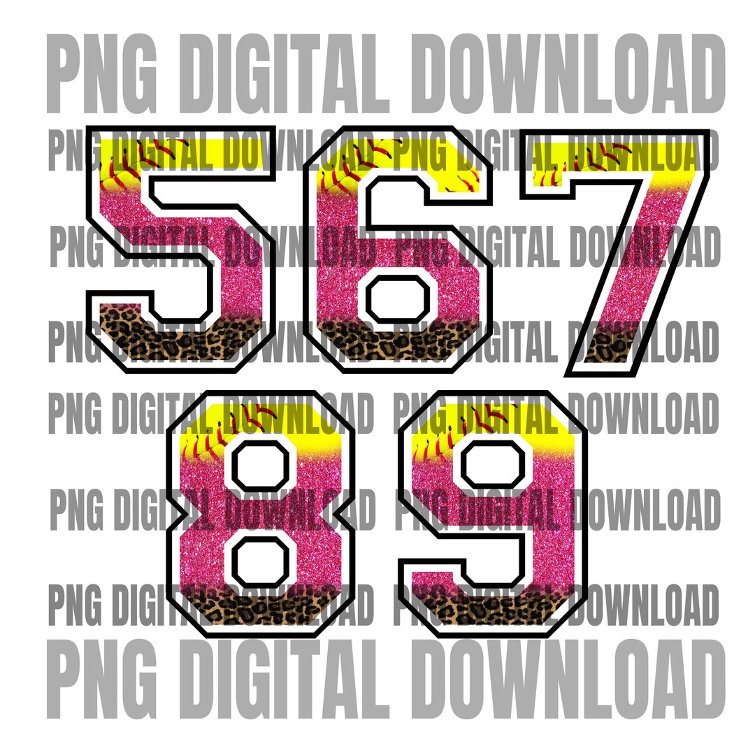 Softball Numbers 5-9 PNG Digital Download Printable Artwork Digital Art ...