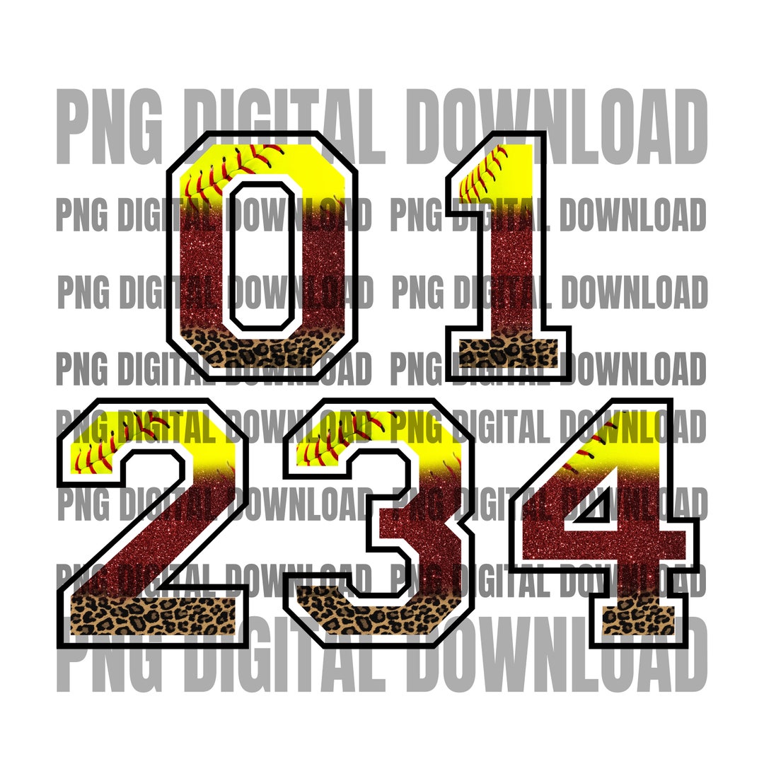 Softball Numbers 0-4 Maroon Softball PNG, Softball Letter Design ...