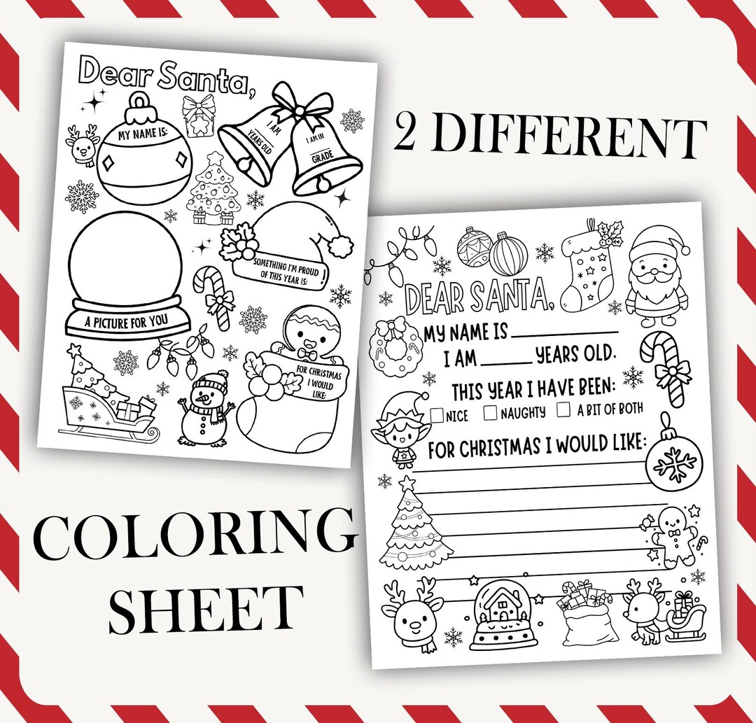 Printable Letter to Santa Template | Kids Christmas Coloring Activity ...