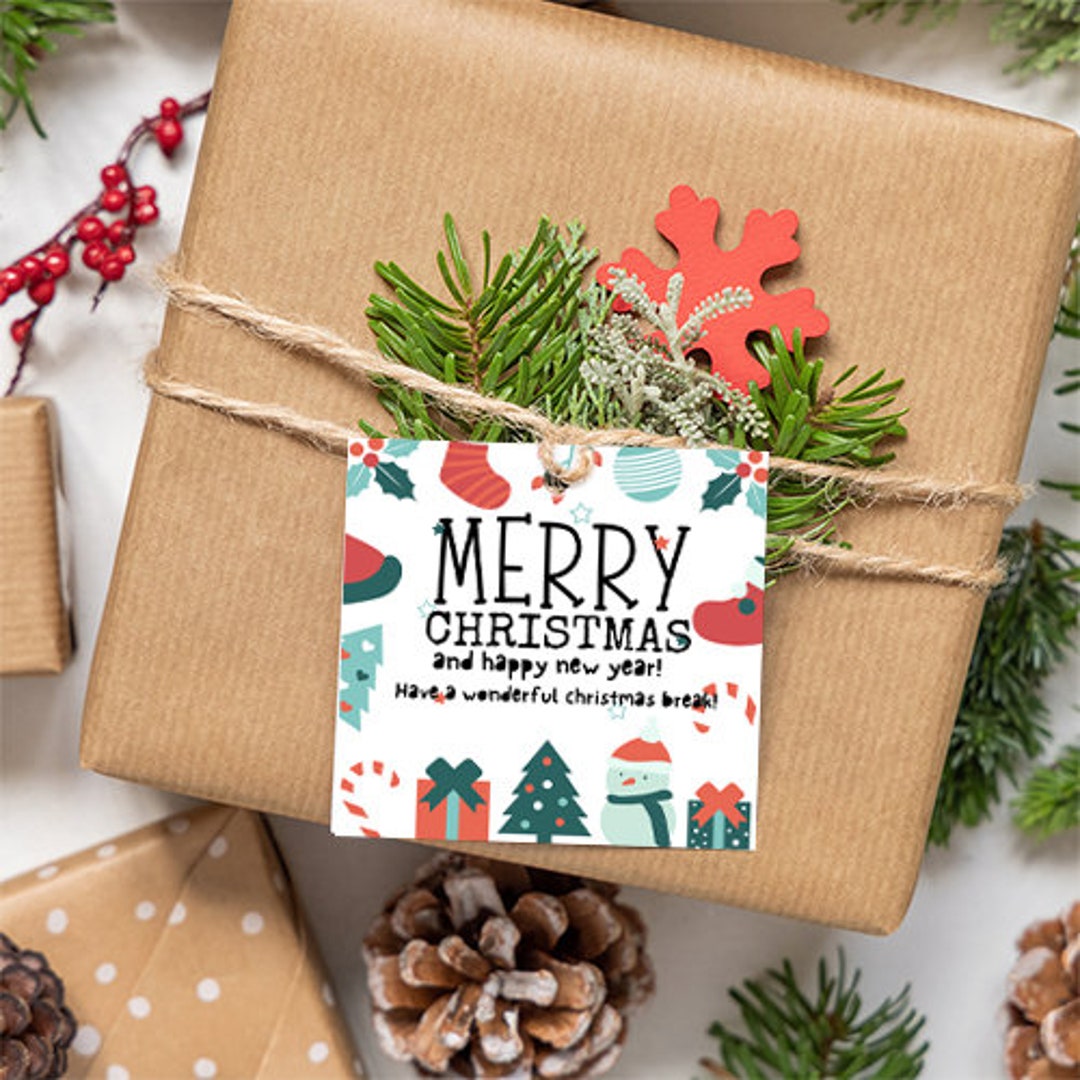 Teacher Christmas Gift Tag Printable - Teacher Christmas Card - Teacher ...