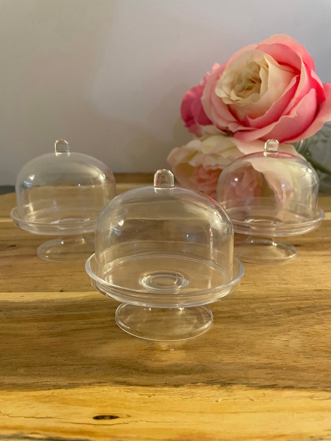 12 Oval Dome Cloche Favor / Clear Acrylic Cake Holder With Dome 3 ...