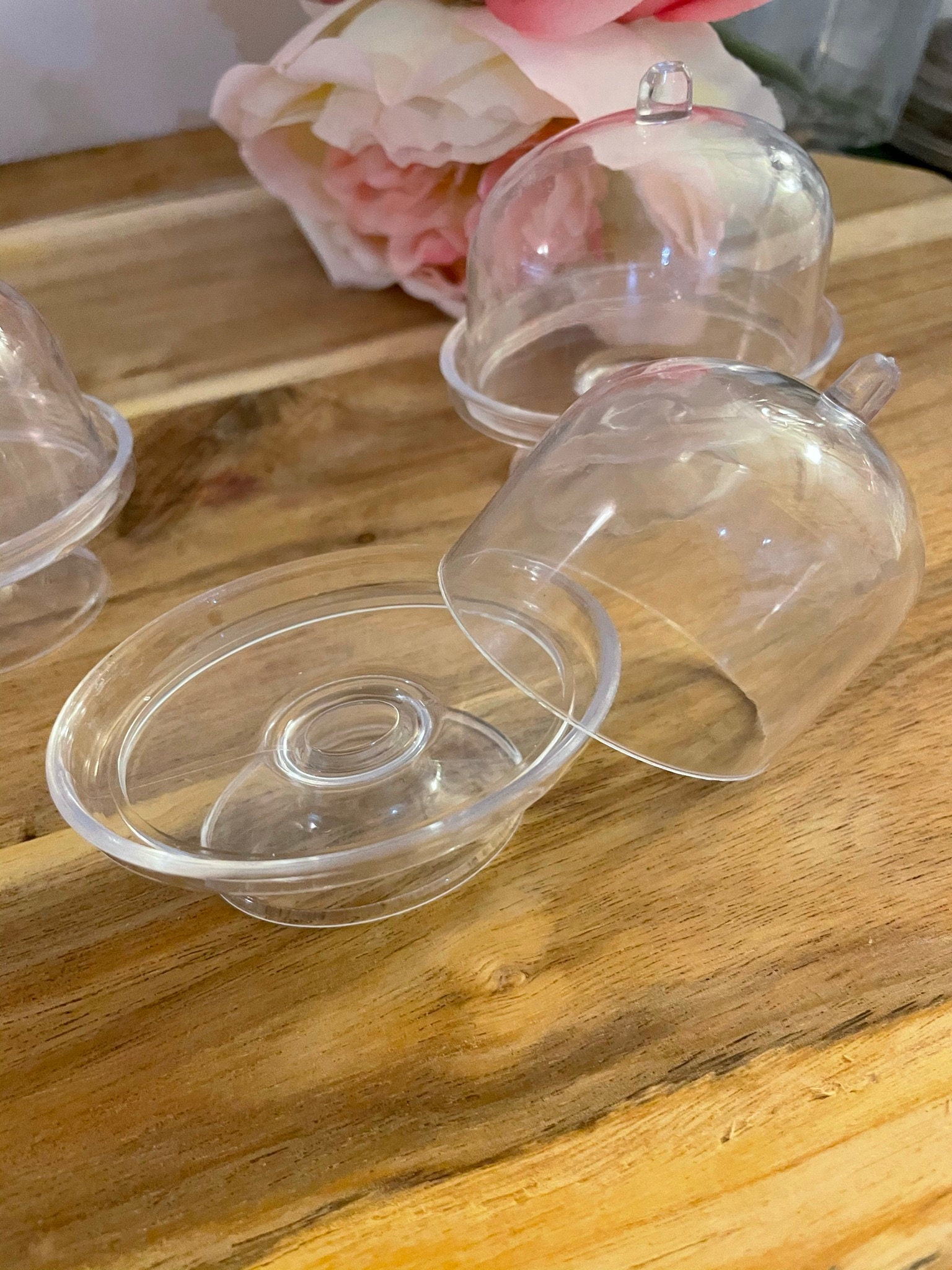 12 Oval Dome Cloche Favor / Clear Acrylic Cake Holder With Dome 3 ...