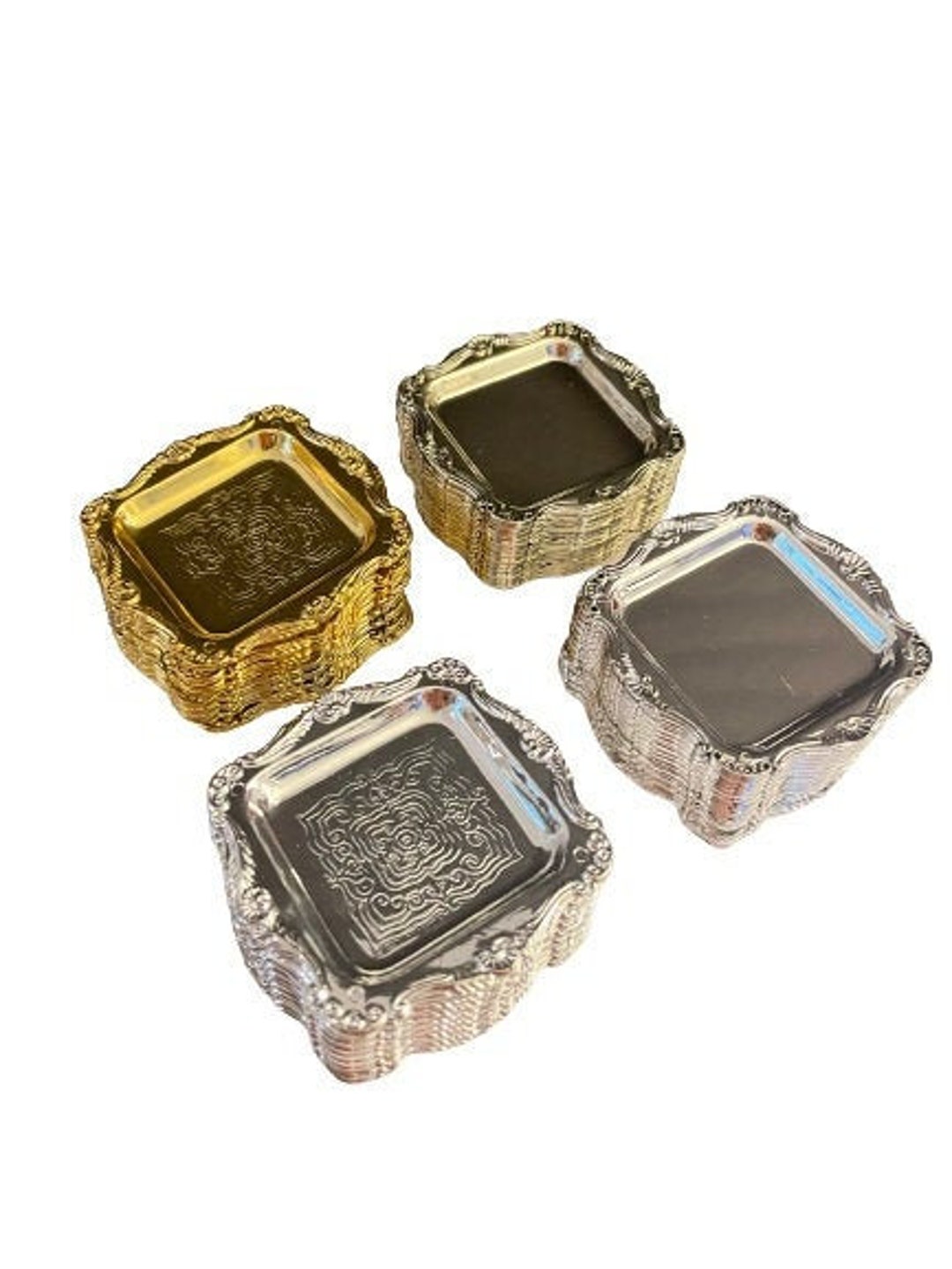 Mini Square Plates / 12 Pieces / Gold or Silver Dessert Tray / Party ...