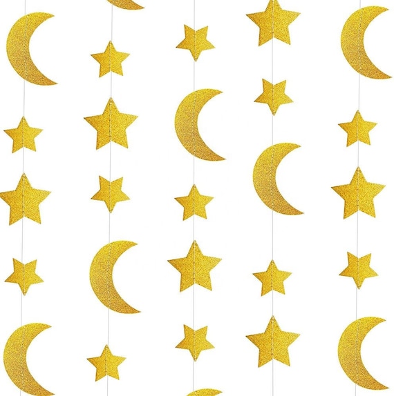 Ramadan Crescent and Stars Garland / Star and Moon Garland / | Etsy