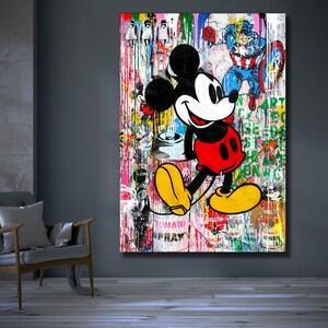 Banksy Mickey Mouse Pop Art Canvas Wall Art, Banksy Mickey Mouse Art ...