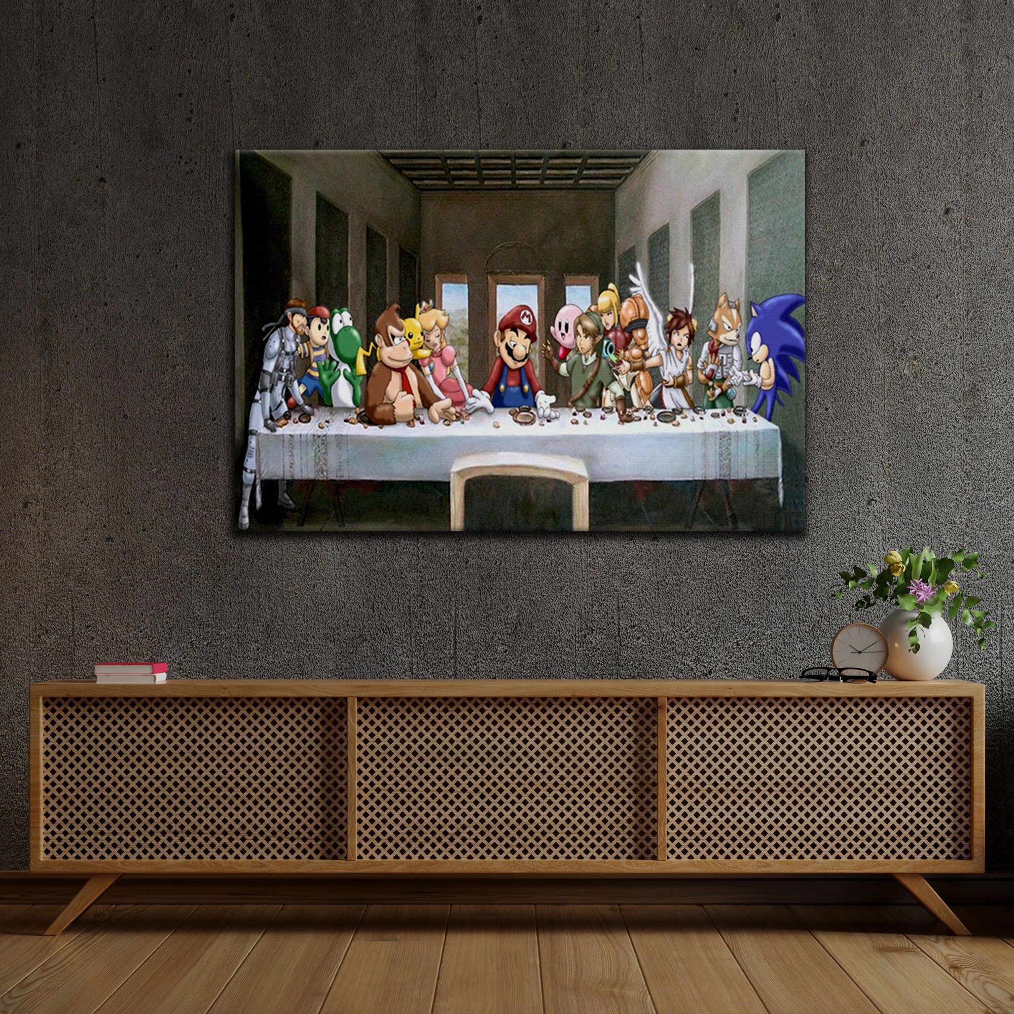 Last Supper Game Wall Art, Nintendo 5 Pieces Canvas Wall Art, Mario ...