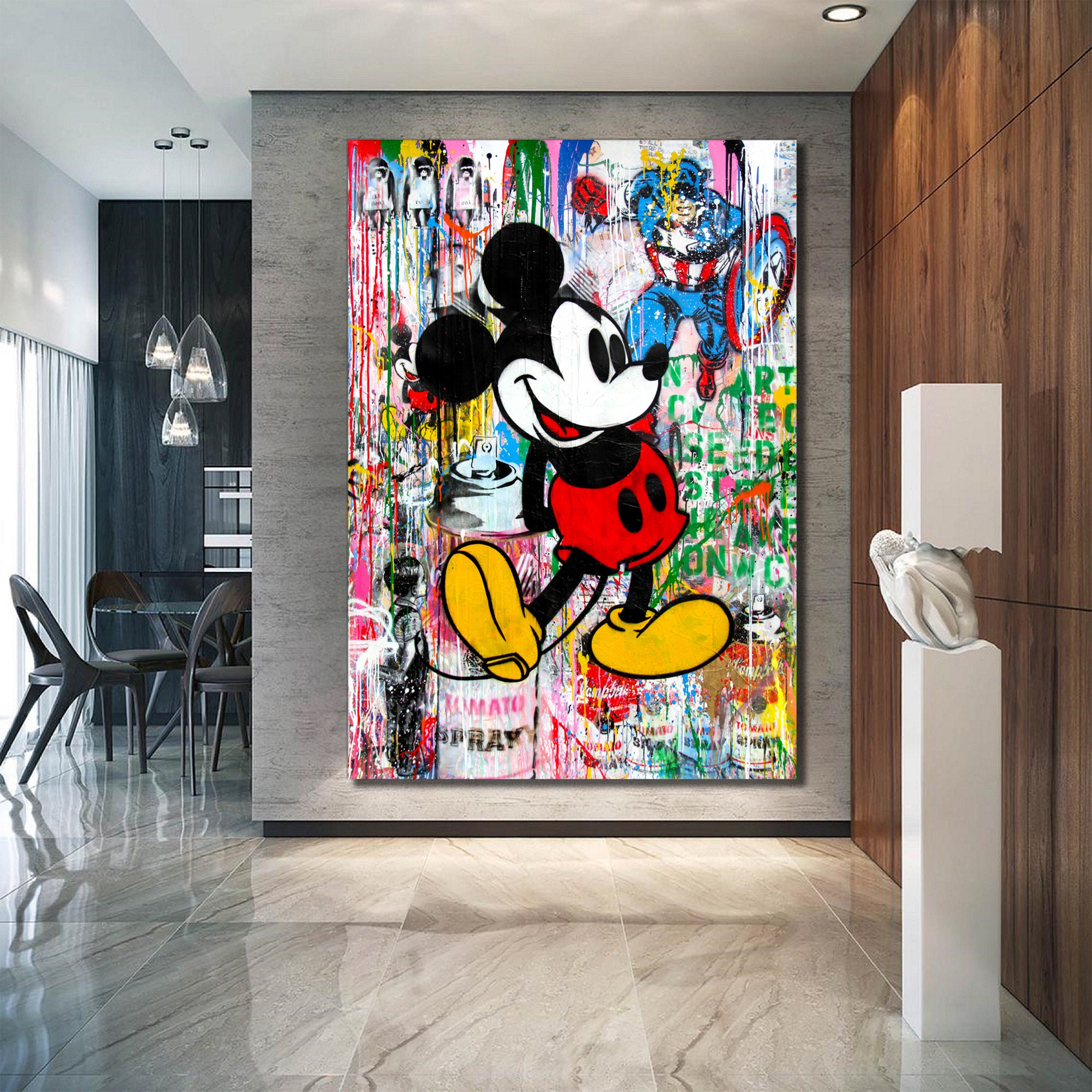 Banksy Mickey Mouse Pop Art Canvas Wall Art, Banksy Mickey Mouse Art ...