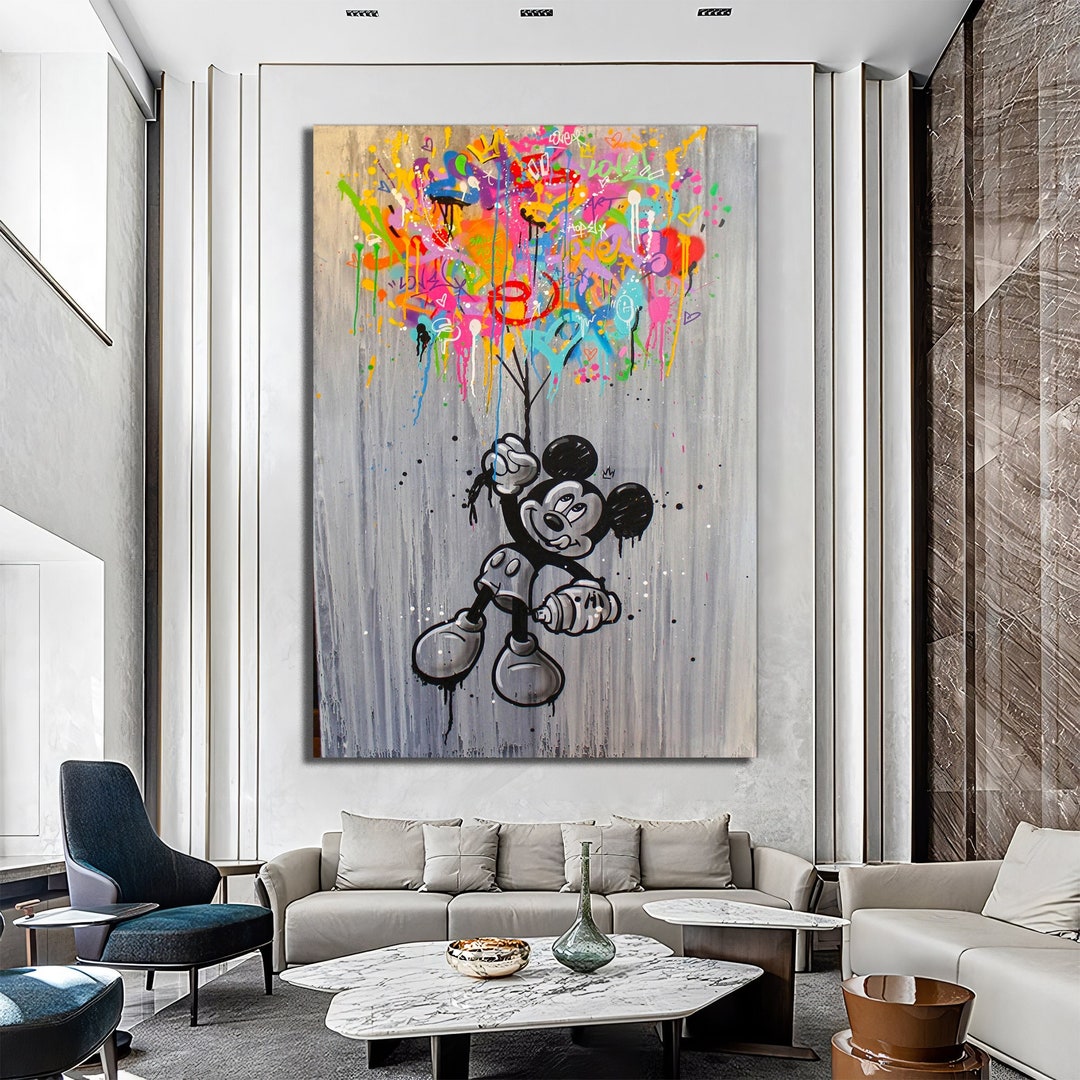 Banksy Baloon Love Mickey Mouse Graffiti Pop Art Canvas, Banksy Style ...
