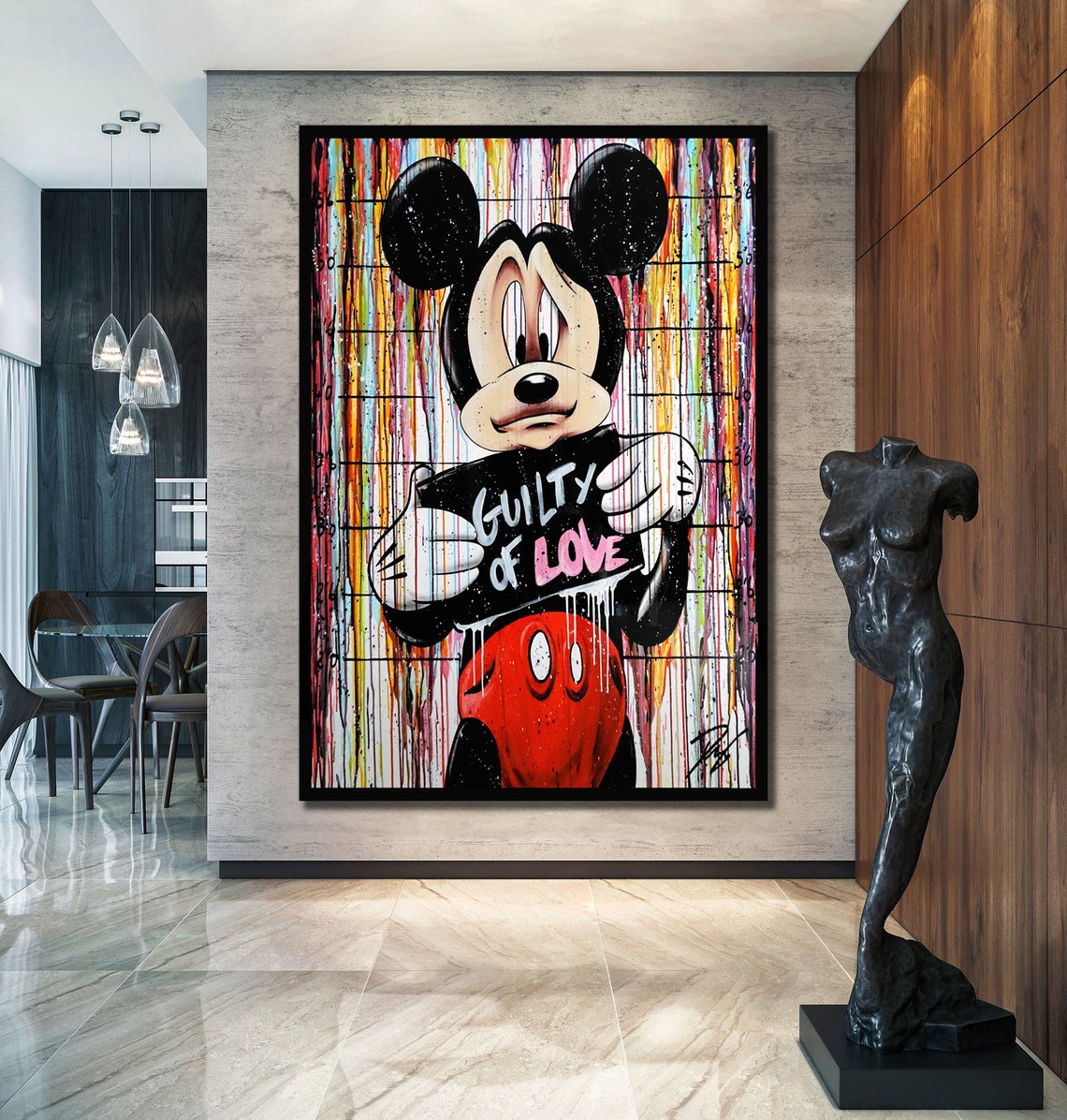 Banksy Guilty Love Mickey Mouse Graffiti Pop Art Canvas, Banksy Style ...