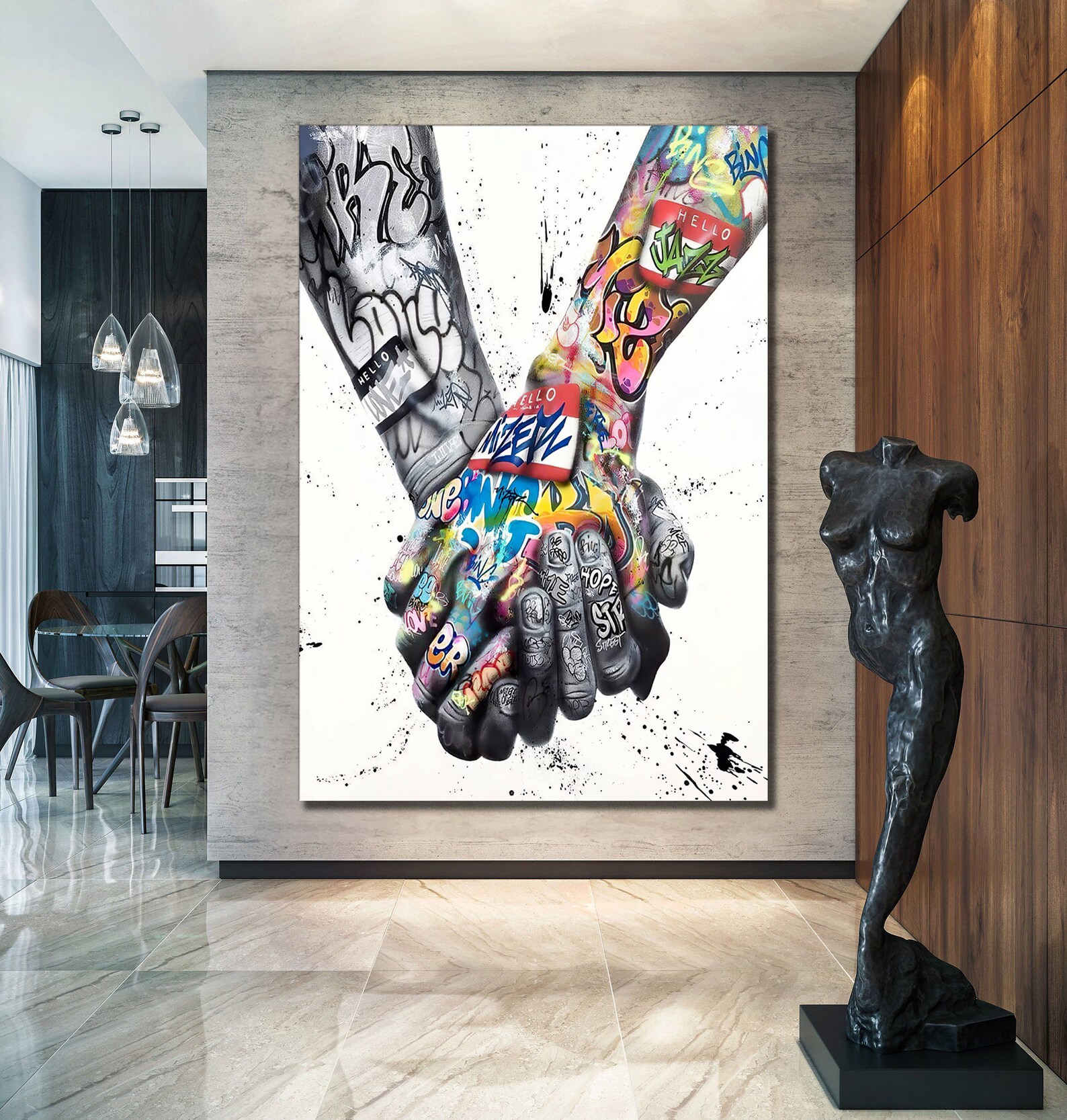 Banksy Hand Graffiti Print Hands Pop Art Canvas Wall Art - Etsy