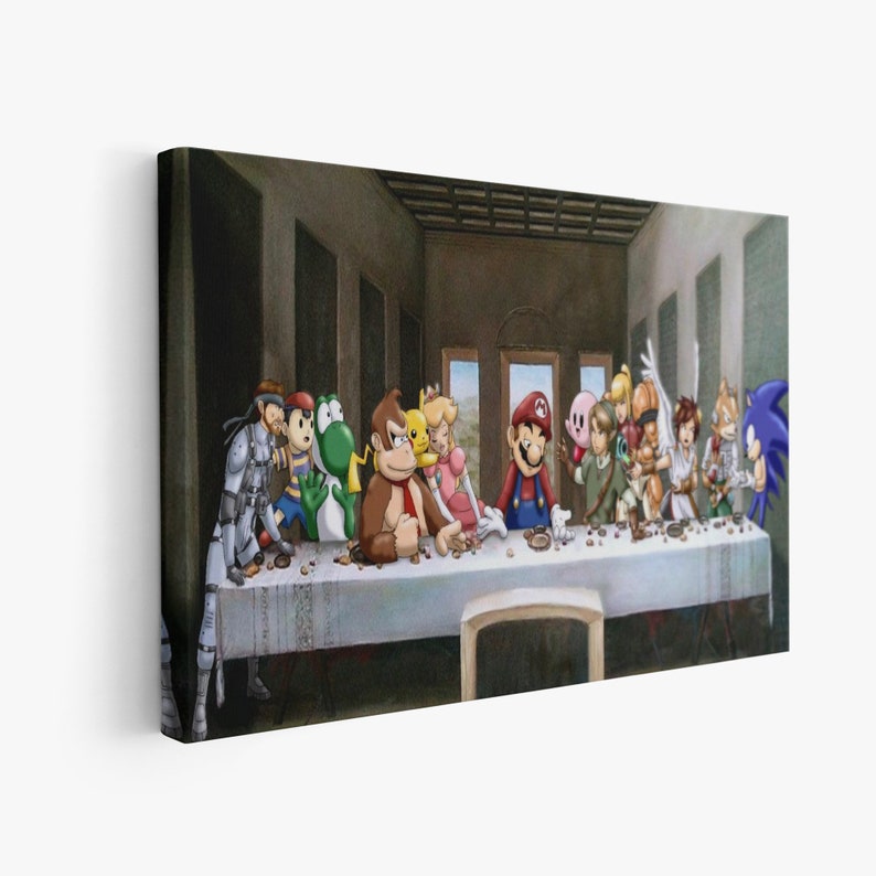 Last Supper Game Wall Art, Nintendo 5 Pieces Canvas Wall Art, Mario ...