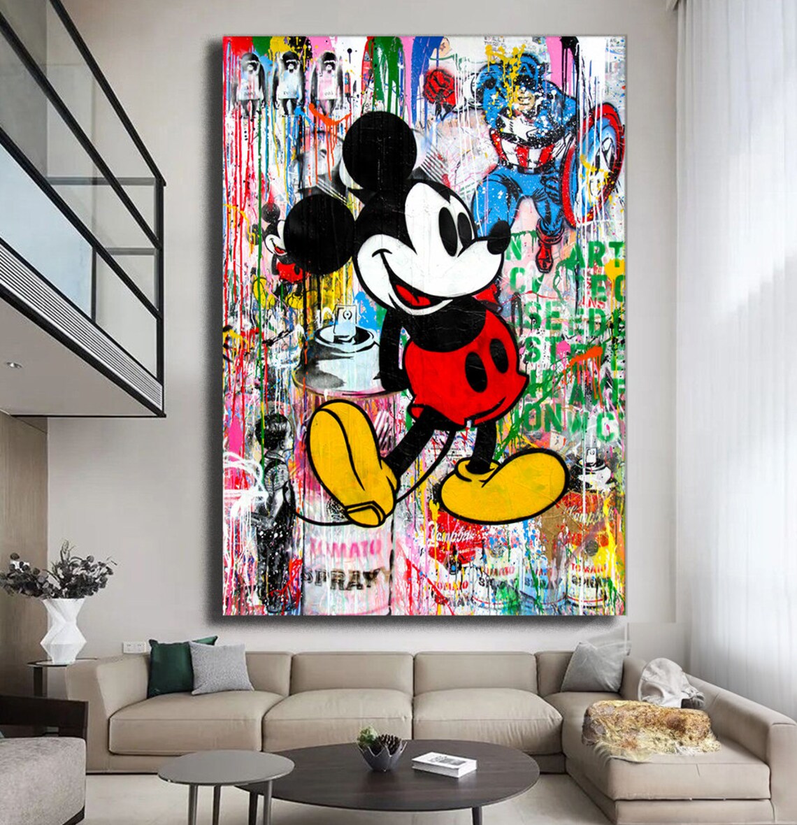 Banksy Mickey Mouse Pop Art Canvas Wall Art, Banksy Mickey Mouse Art ...