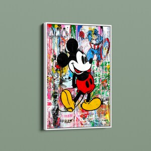 Banksy Mickey Mouse Pop Art Canvas Wall Art, Banksy Mickey Mouse Art ...
