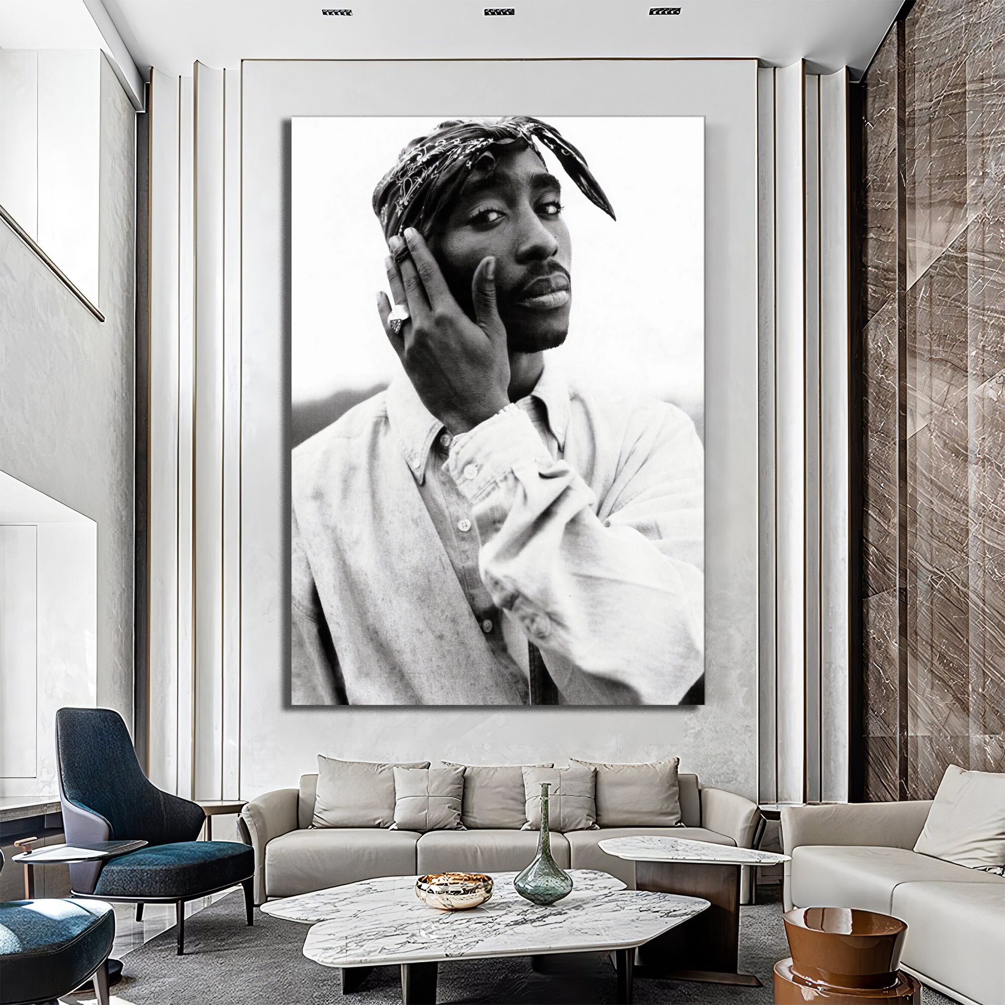 2 PAC, Tupac Shakur Canvas Wall Art, TUPAC Wall ART, Rapper Star Hip ...