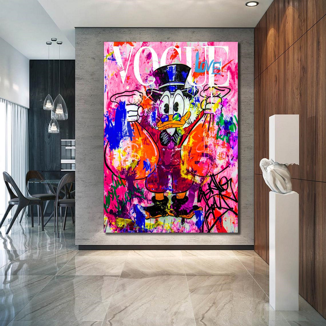Banksy Donald Duck Graffiti Pop Art Canvas, Banksy Style Pop Art ...
