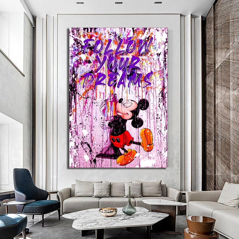 Banksy Mickey Mouse Pop Art Canvas Wall Art, Banksy Mickey Mouse Art ...