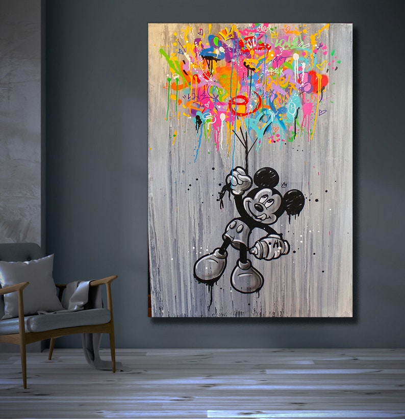 Banksy Baloon Love Mickey Mouse Graffiti Pop Art Canvas, Banksy Style ...