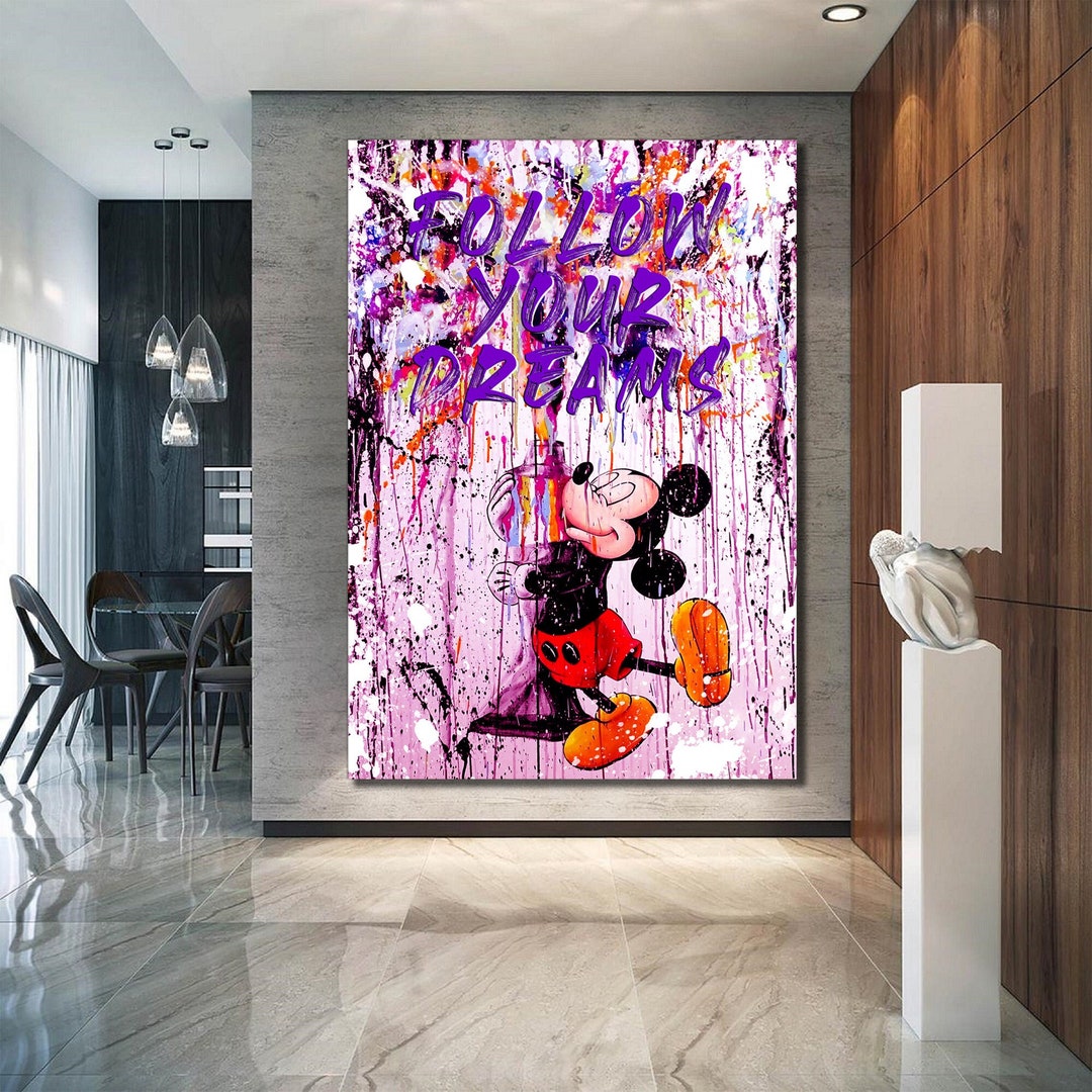Banksy Mickey Mouse Pop Art Canvas Wall Art, Banksy Mickey Mouse Art ...