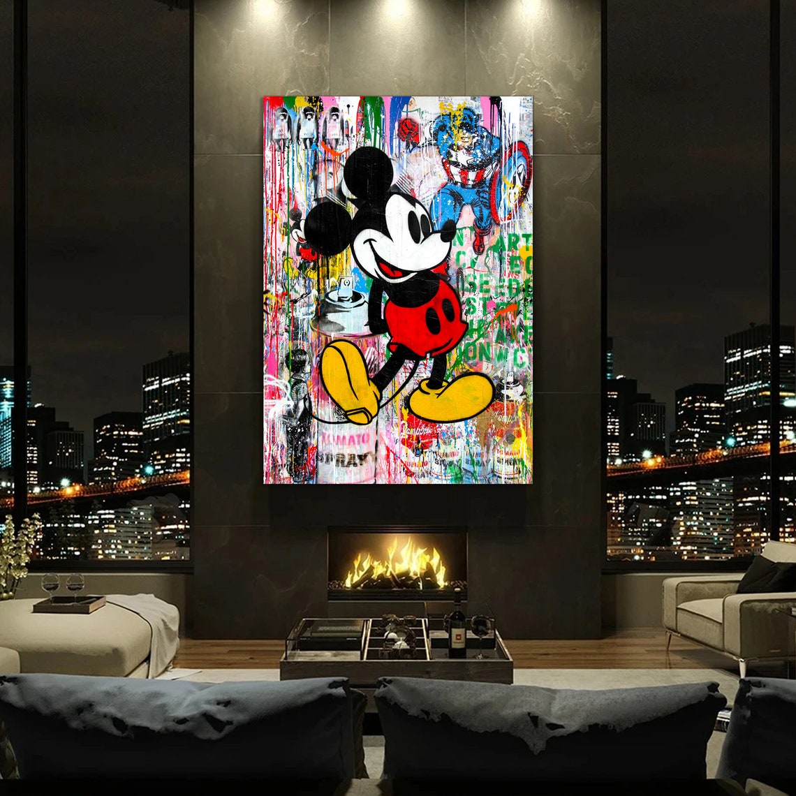 Banksy Mickey Mouse Pop Art Canvas Wall Art, Banksy Mickey Mouse Art ...