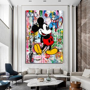 Banksy Mickey Mouse Pop Art Canvas Wall Art, Banksy Mickey Mouse Art ...