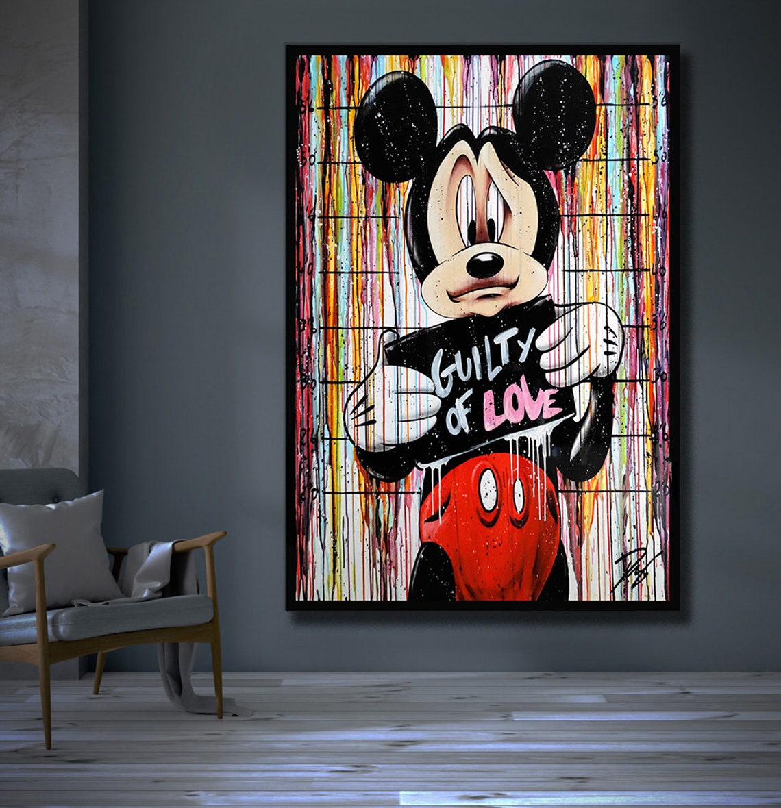 Banksy Guilty Love Mickey Mouse Graffiti Pop Art Canvas, Banksy Style ...