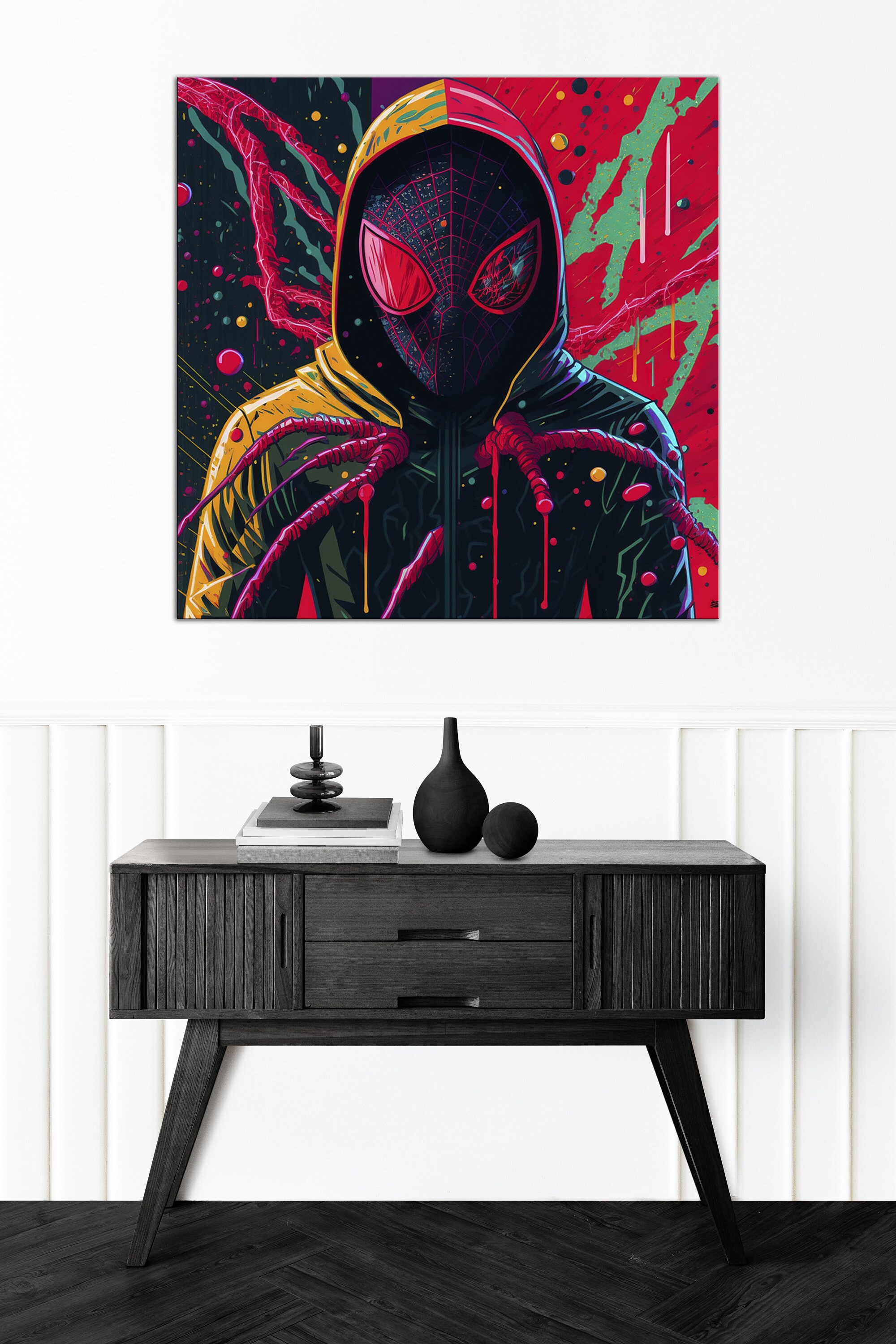 Spiderman Into the Verse Oil Paint Canvas Print V1 , Graffiti Square ...