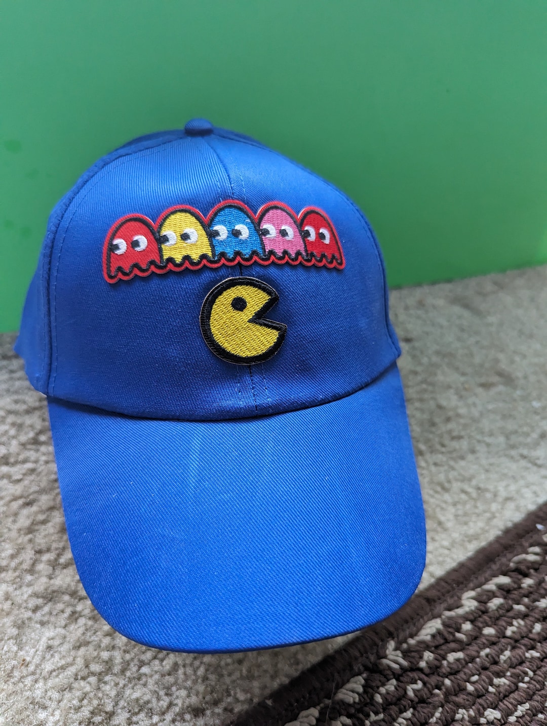 Retro Pacman and the Ghosts Cap Character Summer Adjustable Cap. Blue ...