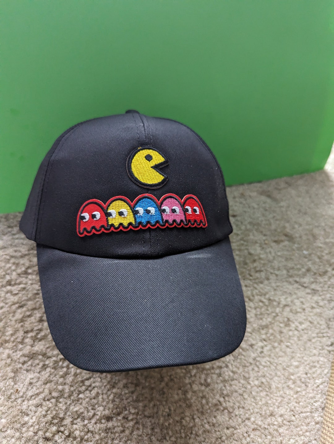 Retro Pacman and the Ghosts Cap Character Summer Adjustable Cap. Black ...