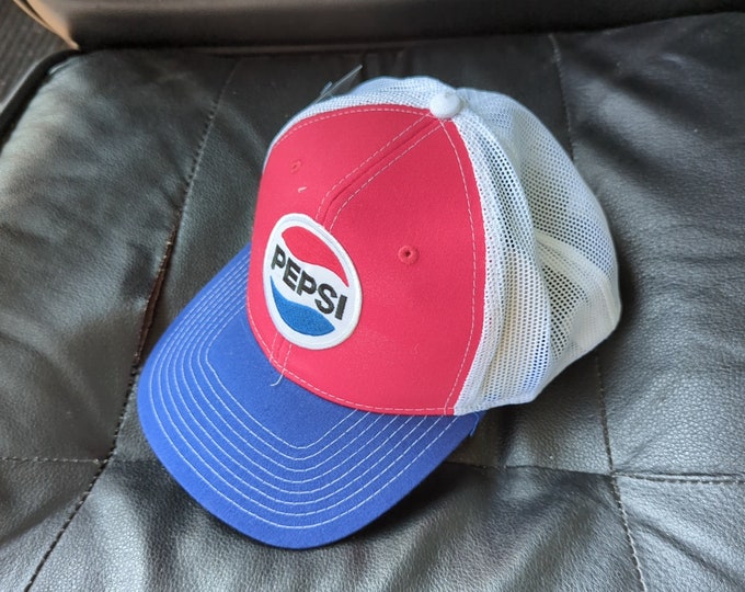 Vintage 80s PEPSI-COLA Classic Trucker Hat Navy Blue Mesh Snapback Sewn ...