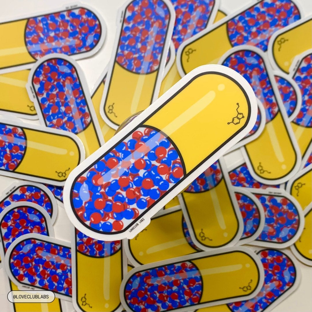 Happy Pill Stickers | Serotonin Sticker | Dopamine Sticker | Pill ...