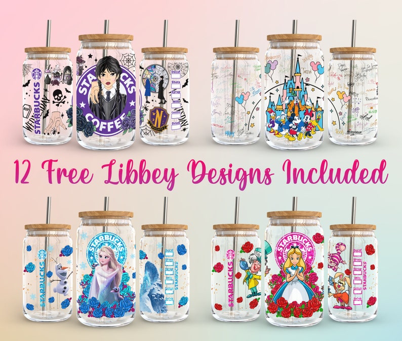 Cartoon 16oz Libbey Glass Can Wrap PNG Sublimation, Cartoon Libbey PNG ...