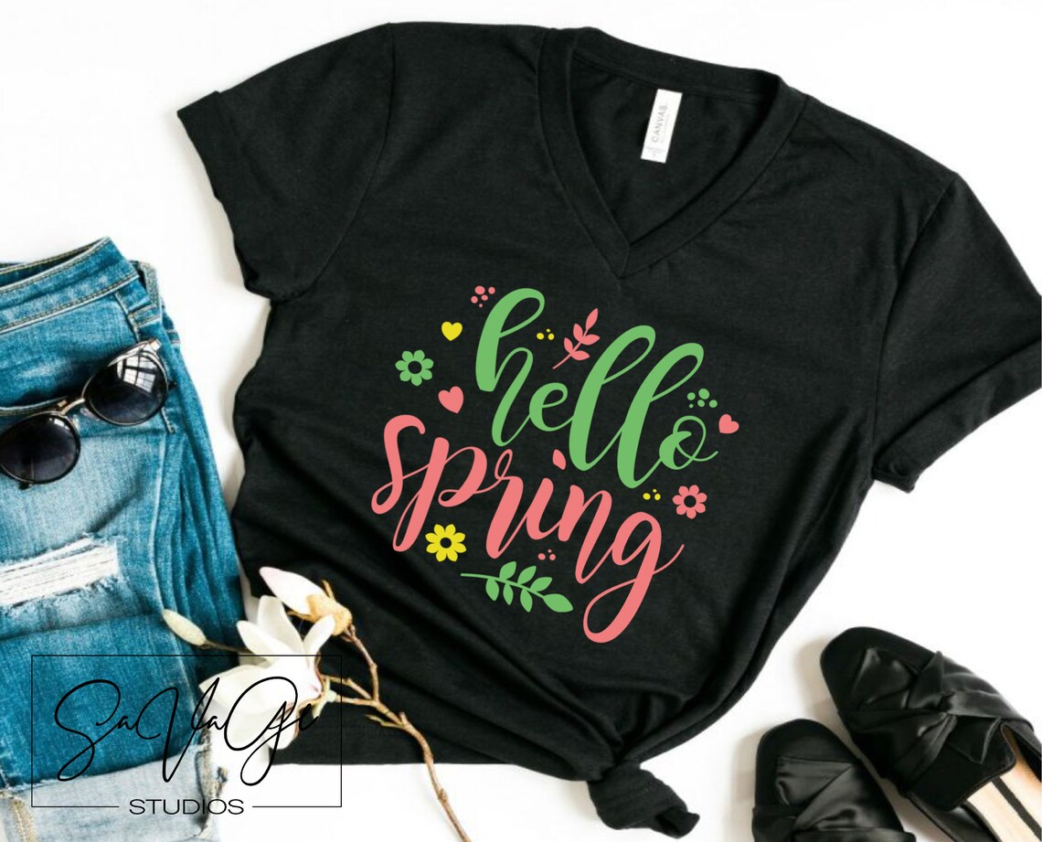 Hello Spring Svg, Spring Svg, Flower Svg, Hello Svg, Spring Flower Svg ...