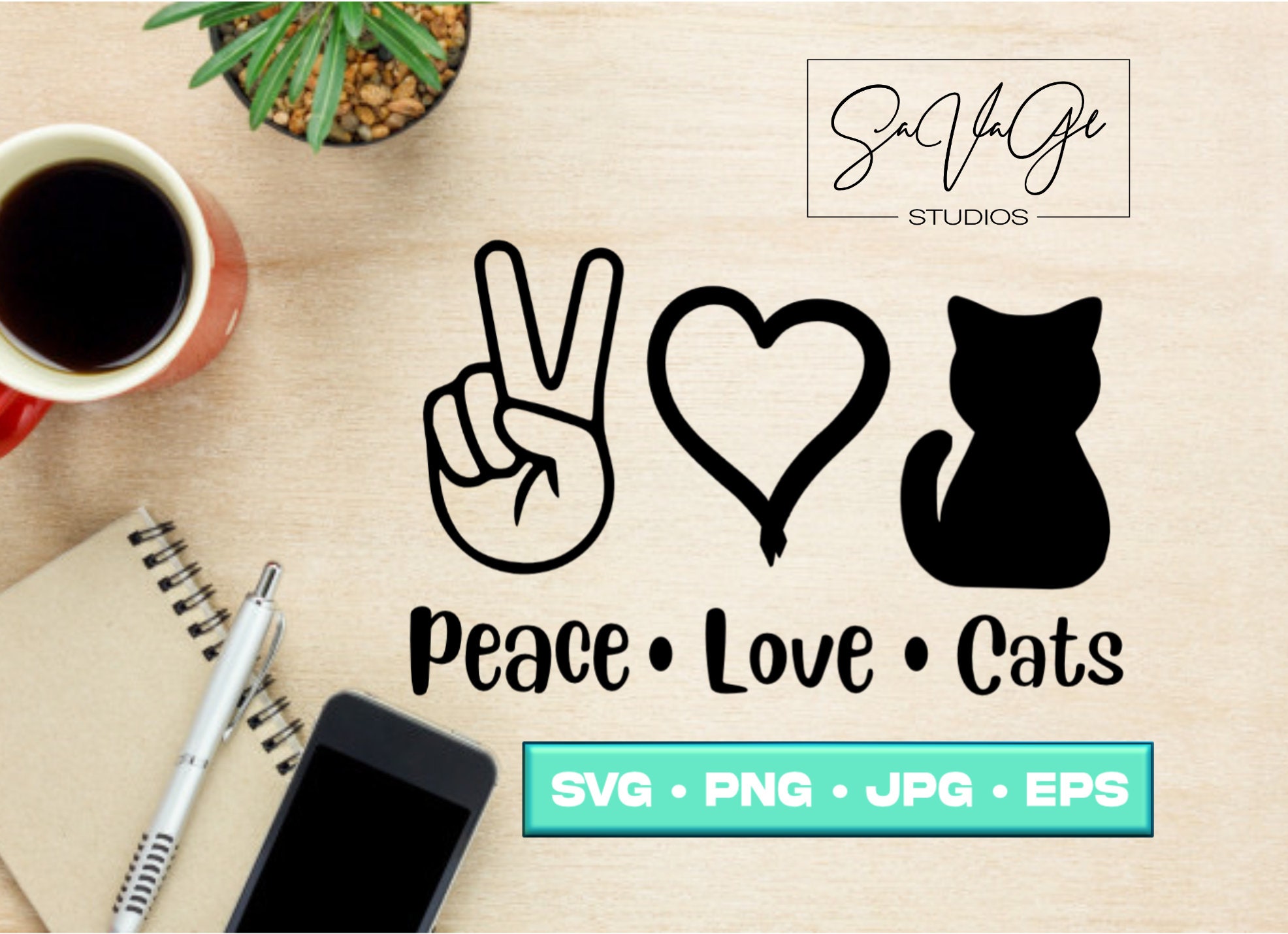Peace Love Cats SVG, Cats Svg, Cat Lovers Svg, Cat Svg, Cricut Svg ...