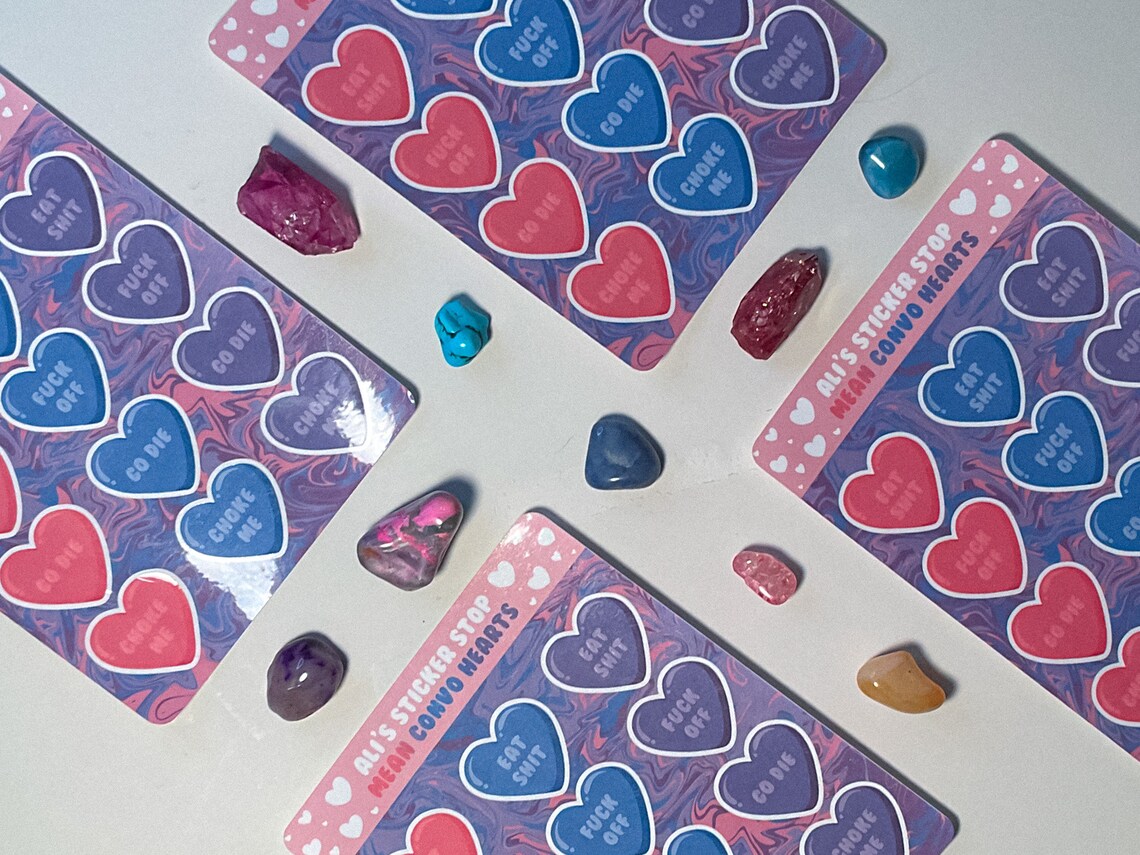 Mean Candy Hearts Sticker Sheet Etsy mean-candy-hearts-sticker-sheet-etsy