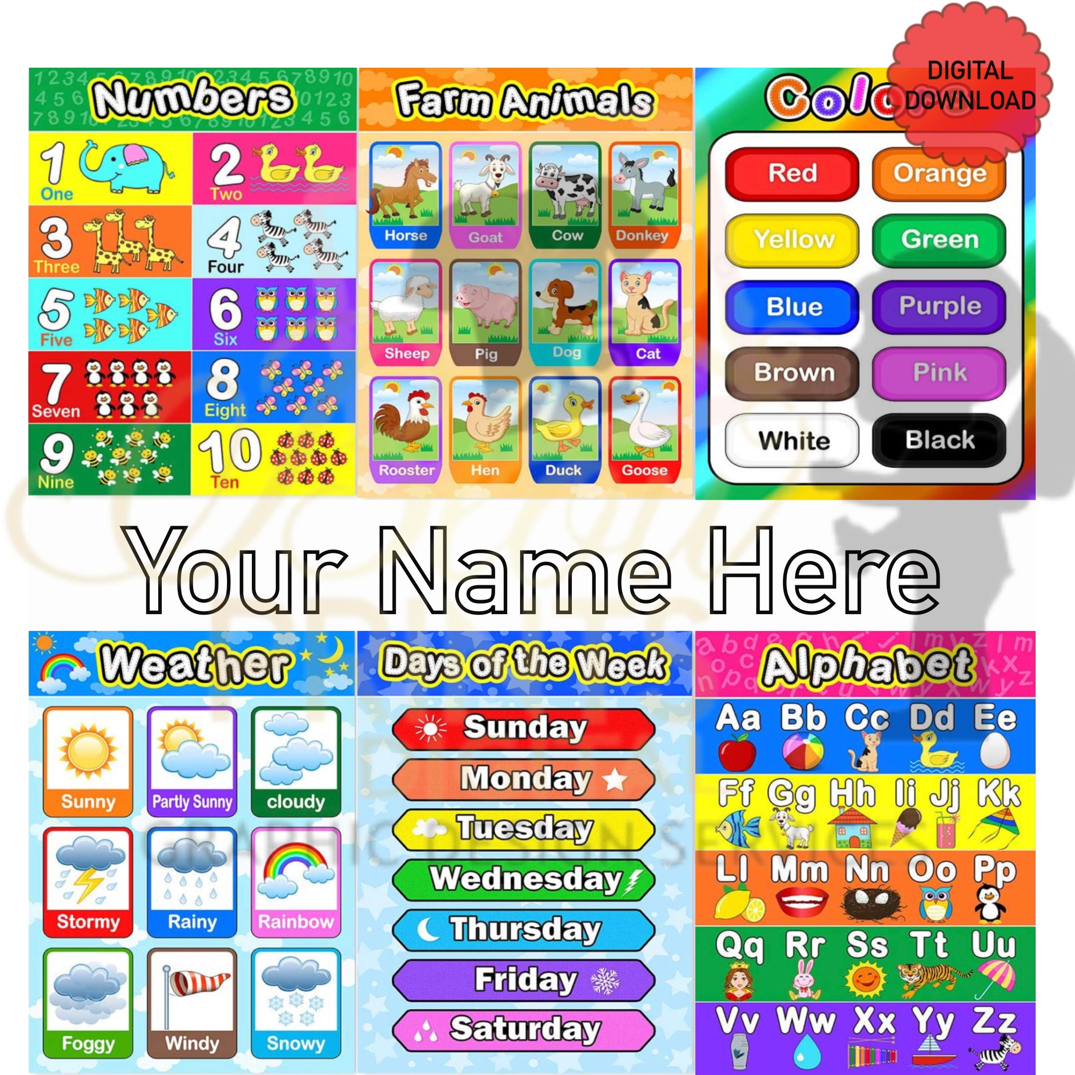 Toddler 1 Year Old - 5th Grade Learning Pillow Template Bundle - Etsy