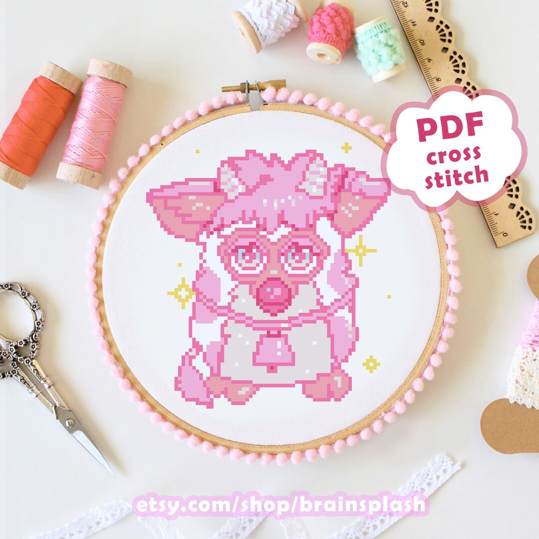 Strawberry Cow Furby Cross-stitch Pattern | Kawaii Furby PDF Chart ...