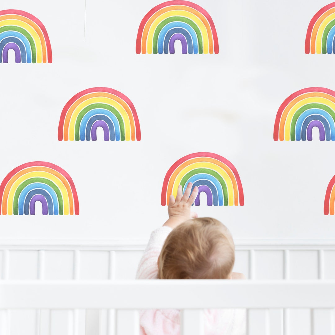 Rainbow Wall Decals Hand Drawn Rainbow Wall Sticker, Boho Rainbow ...