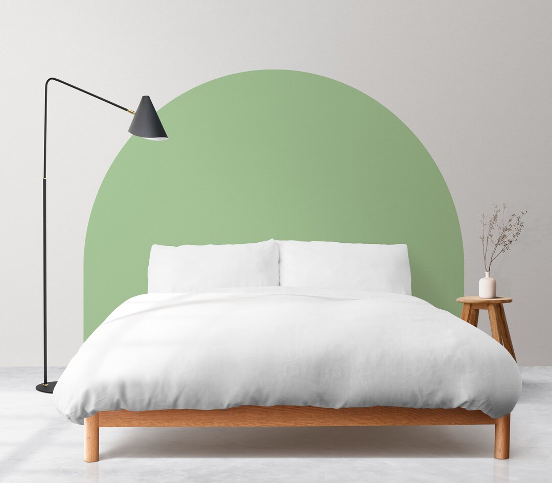Dill Green Wall Decal, Pastel Menthol Green Arch Headboard, Modern ...