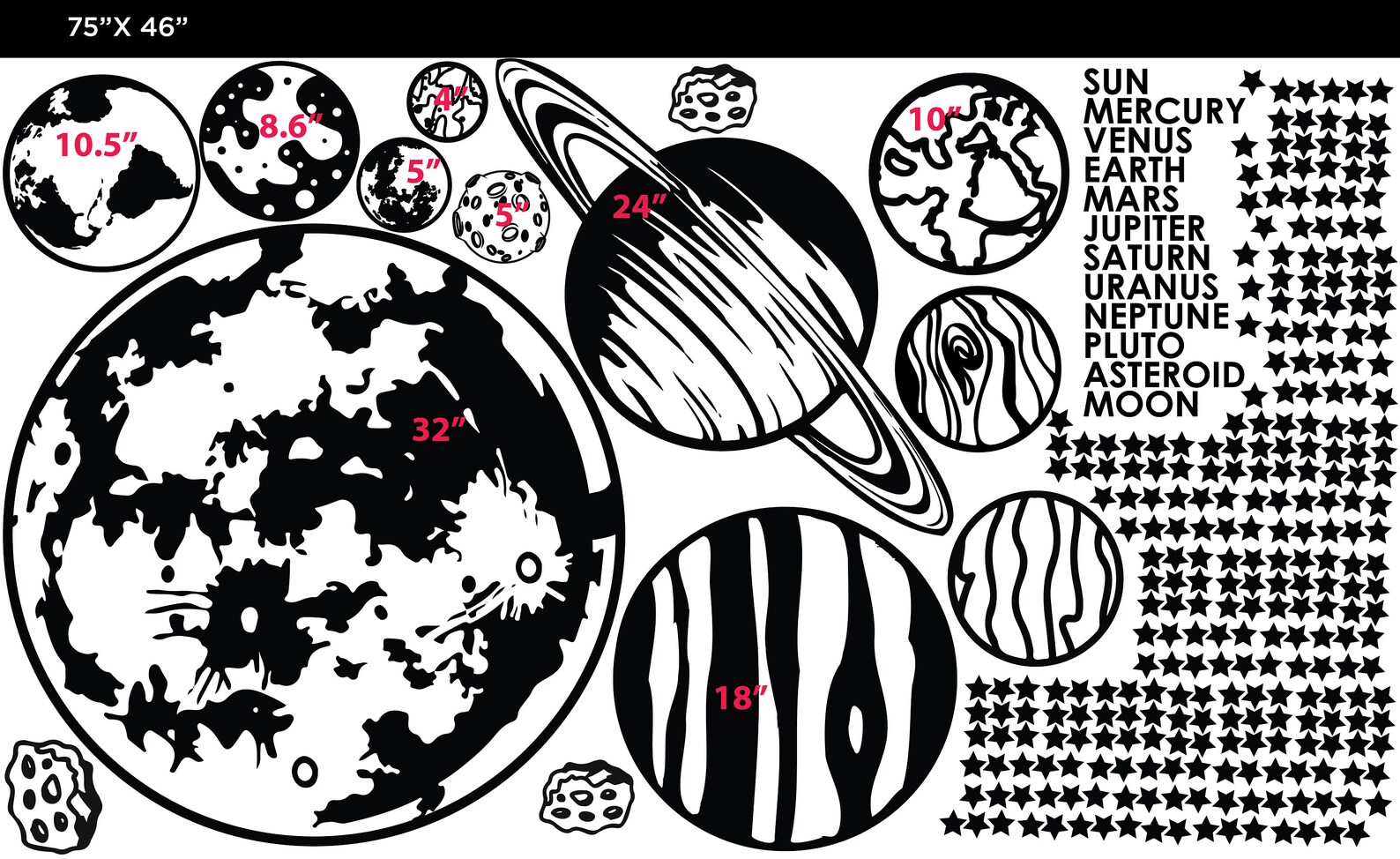 Space Wall Decal Planets Solar System Vinyl Wall Decals - Etsy