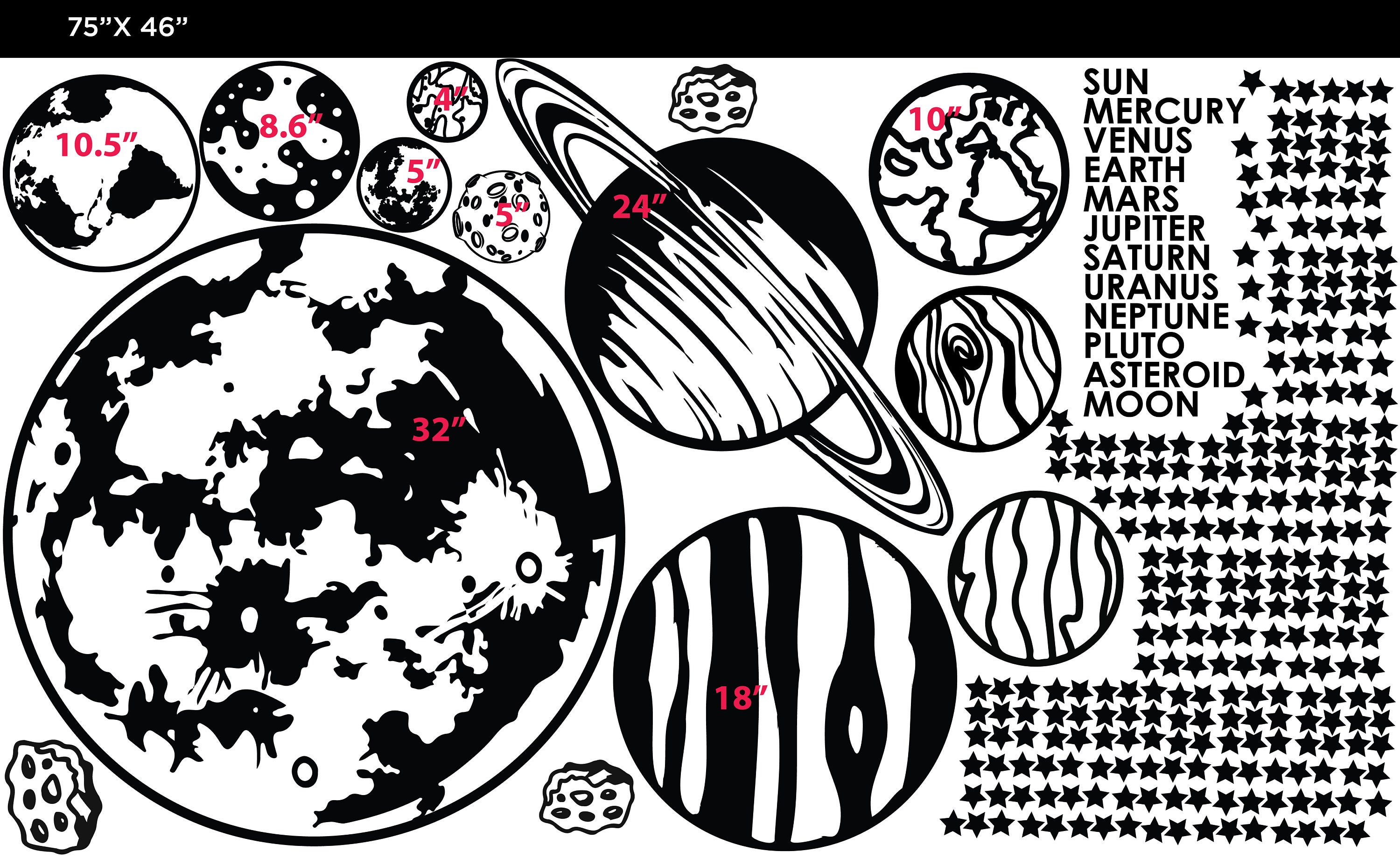 Space Wall Decal Planets Solar System Vinyl Wall Decals | Etsy Canada