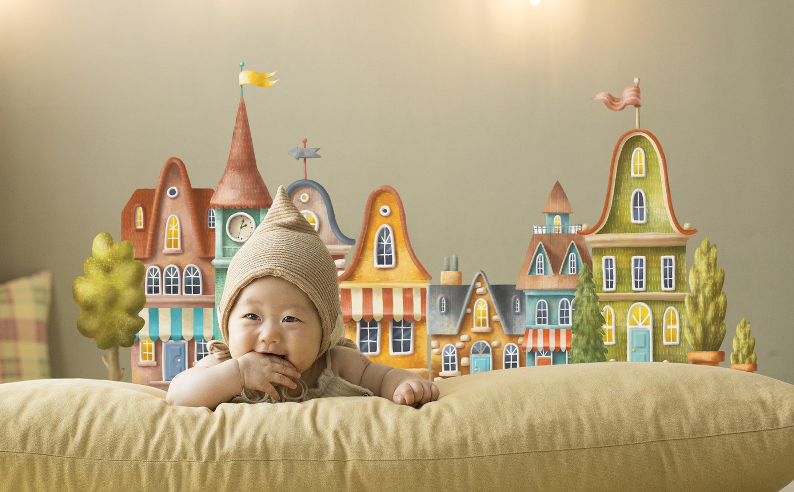 Houses Wall Decals Hand Drawn Little Town Decal City Wall | Etsy