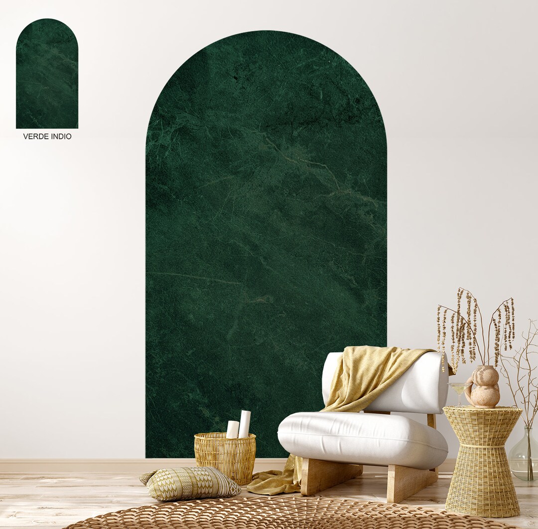 Green Quartz Arch Headboard Wall Decal Japandi Boho Abstract Wallpaper ...