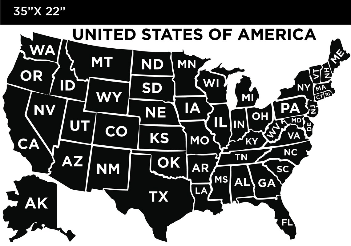 USA Map Wall Decal Map of USA Wall Sticker United States Map - Etsy